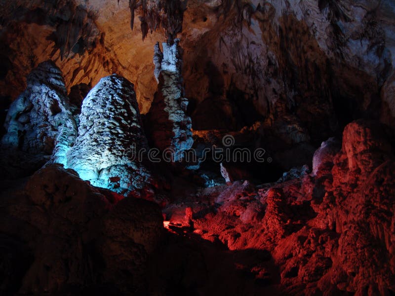 Cave color lighting stock photo. Image of underground, climbing - 95186