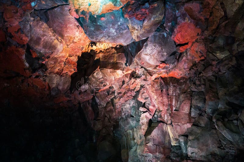 Cave with Colorful Wall in Iceland. Stock Image - Image of rustic ...