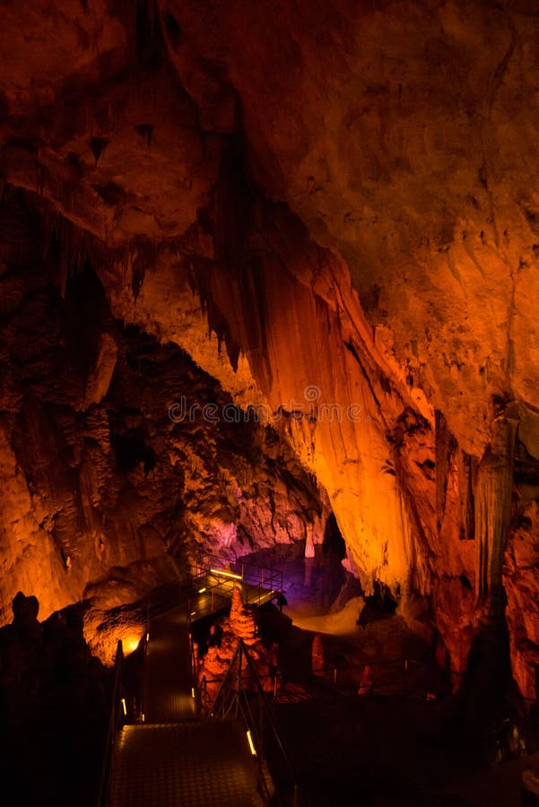 Cave Dim Stone Texture. the Underground Lake is Blue Inside the Cave ...