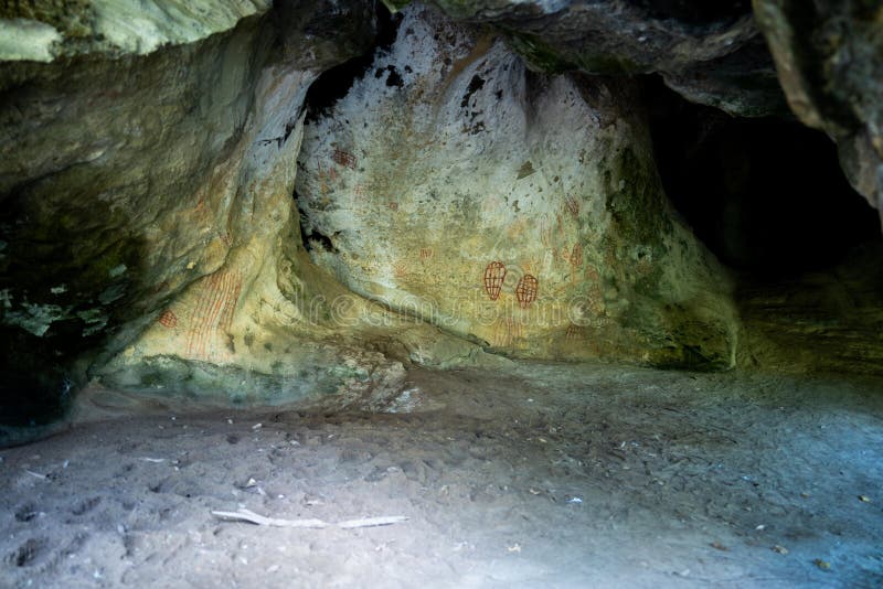 Cave Drawing in a National Park, Cave Art on the Walls Stock Photo ...