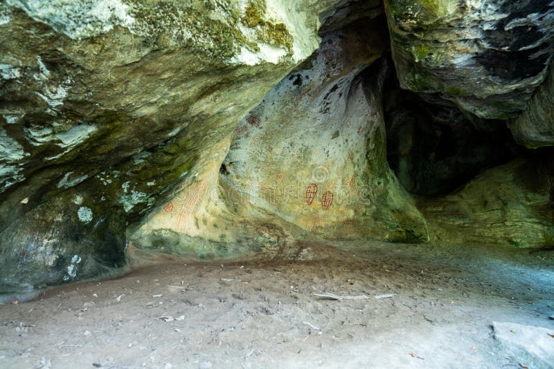 Cave Drawing in a National Park, Cave Art on the Walls Stock Photo ...