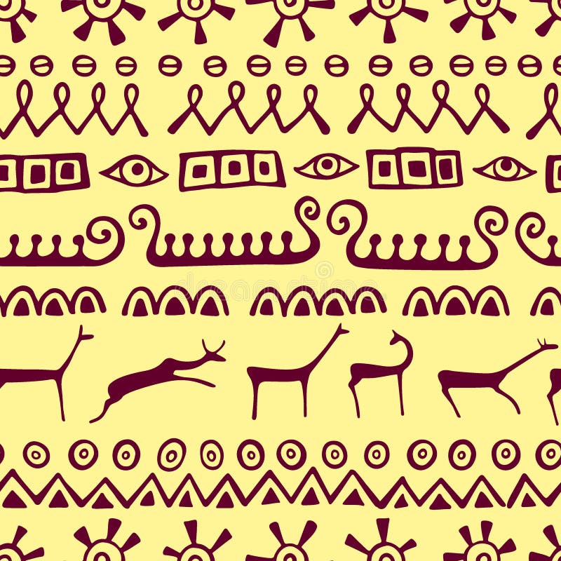 Cave drawings pattern stock vector. Illustration of figure - 73816729