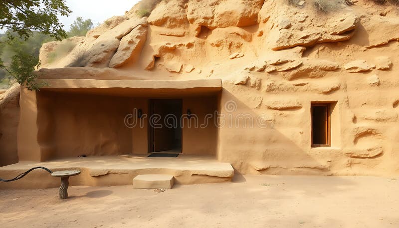Cave Dwelling Ancient Architecture Rock Structure Generative AI Stock ...