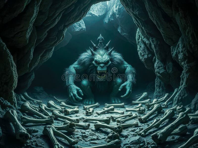 The Cave of the Evil Cannibal Troll. Stock Illustration - Illustration ...