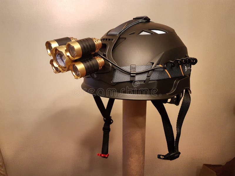 Cave Exploration Helmet W/ Headlamp Stock Photo - Image of cave ...