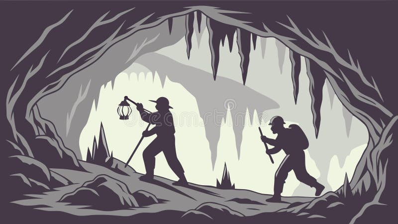 Cave Explorers with Lanterns, Adventure and Underground Exploration ...