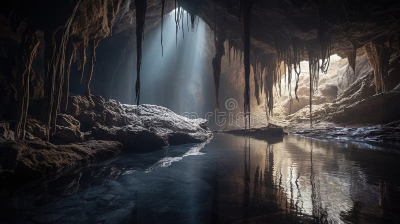 A Cave Filled with Lots of Cave Like Structures and Water Stock ...