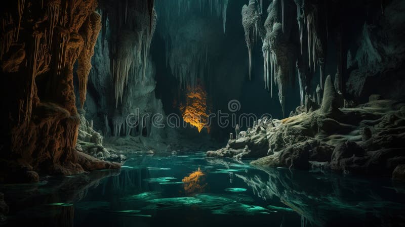 A Cave Filled with Lots of Water and Lots of Cave Like Formations on ...