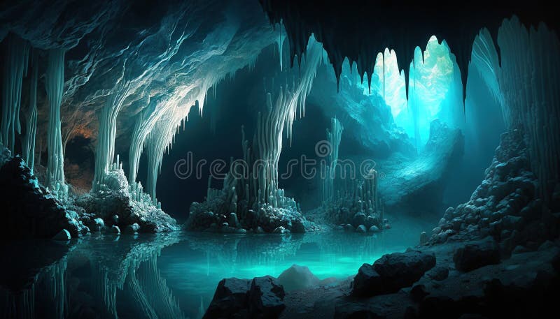 A Cave Filled with Lots of Water and Lots of Cave Like Structures ...