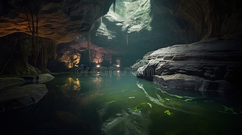 A Cave Filled with Lots of Water Surrounded by a Cave Like Structure ...