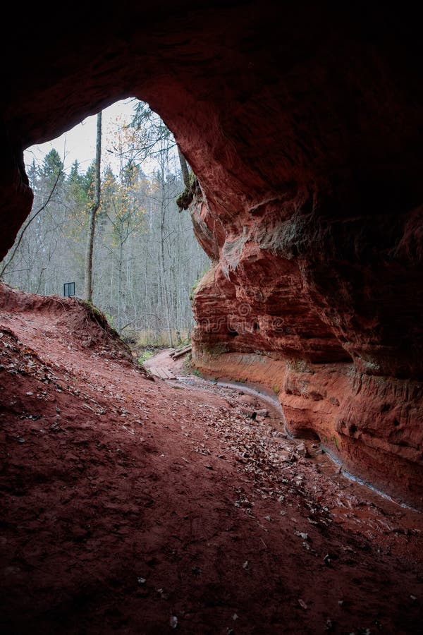 Cave in the Forest through Which the River Flows Inside View Stock ...