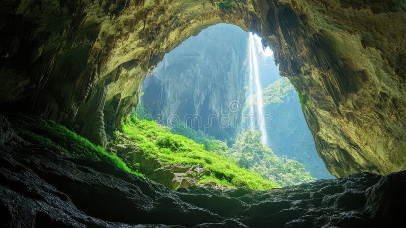 Cave Hidden Deep within Mountains, Filled with Magical Secrets Stock ...