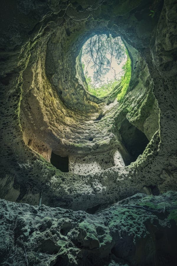 A Cave with a Hole in the Middle. Suitable for Geological Studies Stock ...
