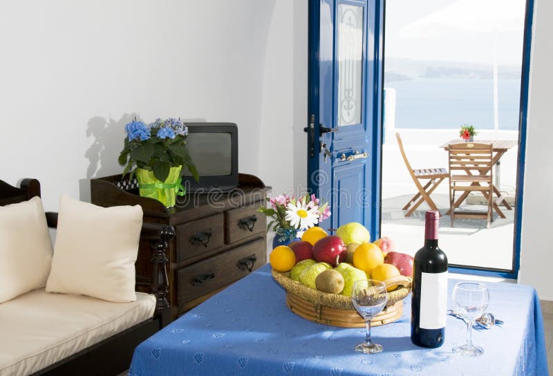 Cave Hotel Overlooking Caldera Santorini Stock Photos - Free & Royalty ...