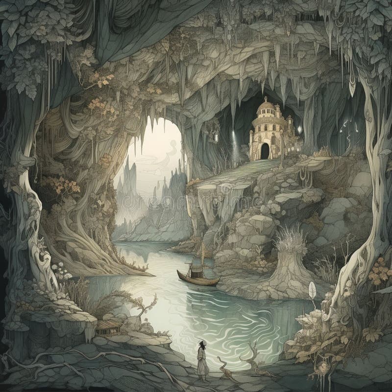 Cave illustration stock illustration. Illustration of scenery - 278784244