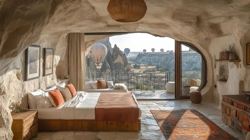 A Cave-inspired Room with a Balcony Offering Panoramic Vistas of the ...