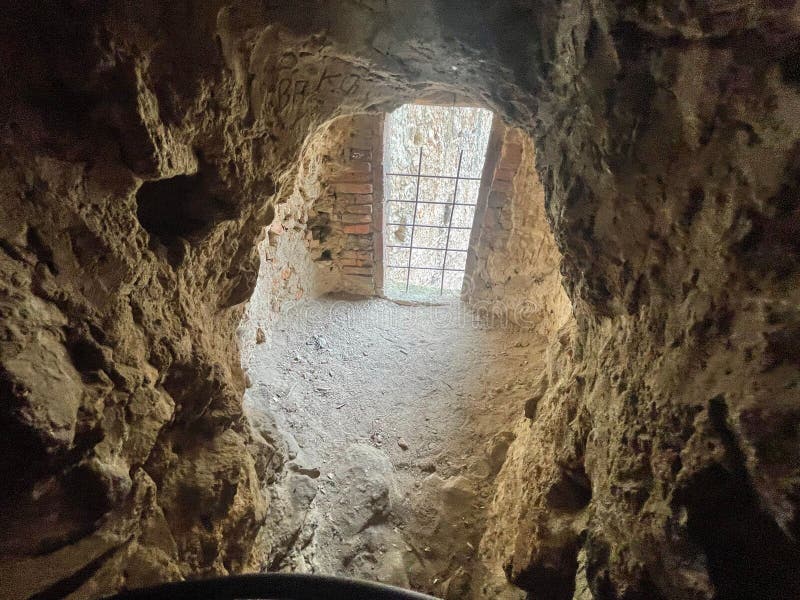 Cave interior with a fence stock photo. Image of cave - 254889652