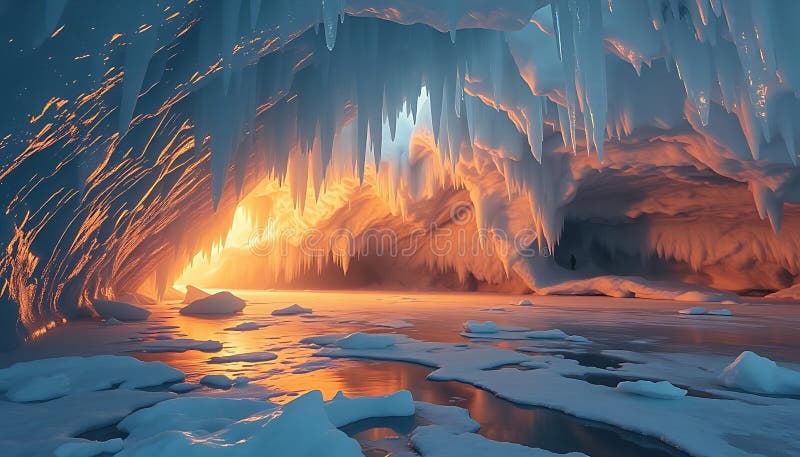 Cave Interior Ice Formations Generative AI Stock Illustration ...