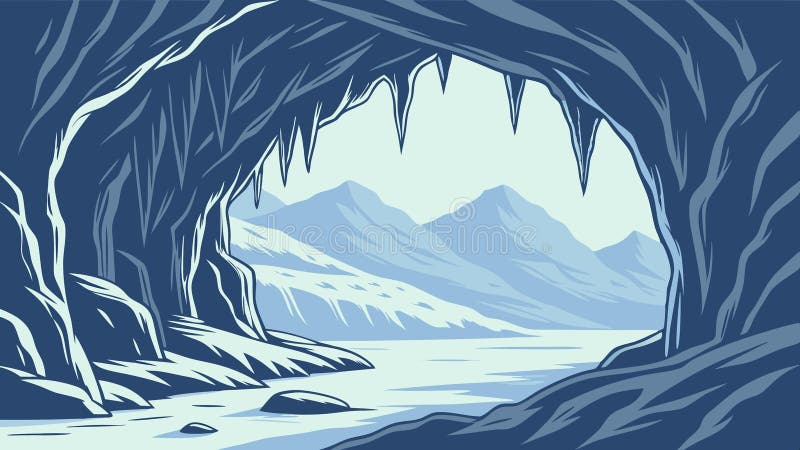 Cave Interior, Rock Formations, Underground World Vector Design ...