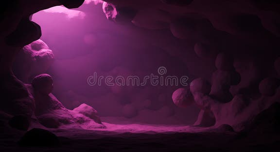 Cave Interior with Smooth, Rounded Rock Formations Illuminated by Soft ...