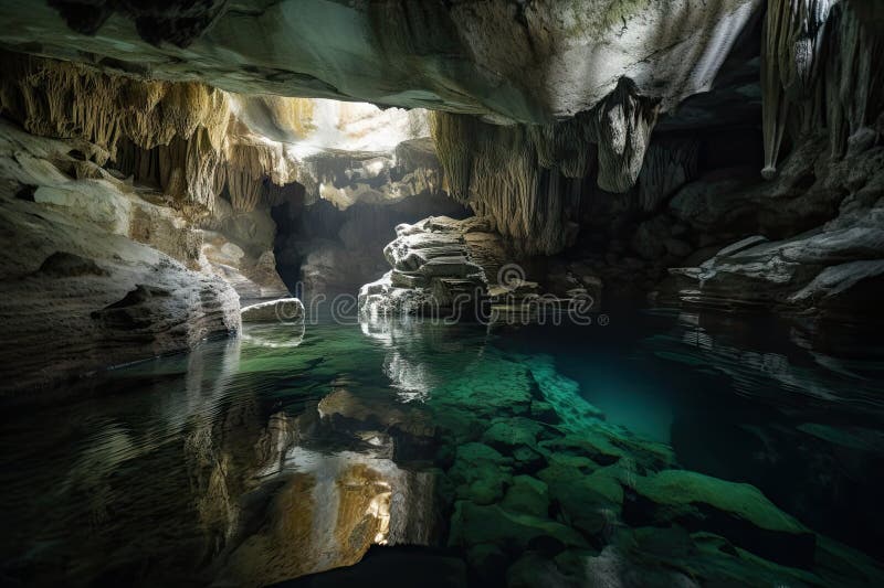 Cave with Intricate and Delicate Formations, in Crystal Clear Water ...