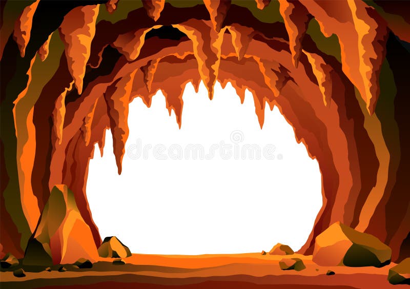 Cave Landscape. Stone Cave Entrance with Empty White Space Inside Stock ...