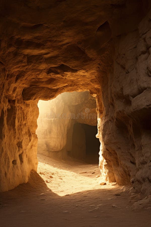 A Cave with a Light Coming through Stock Illustration - Illustration of ...