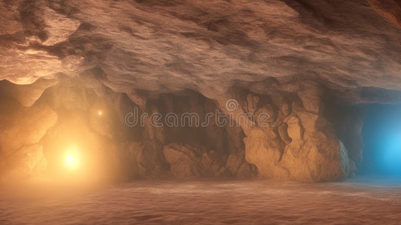 A Cave with a Light Coming from the Ceiling Stock Illustration ...