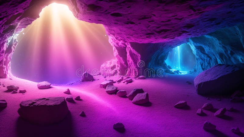 A Cave with a Light Coming from the Entrance Stock Illustration ...