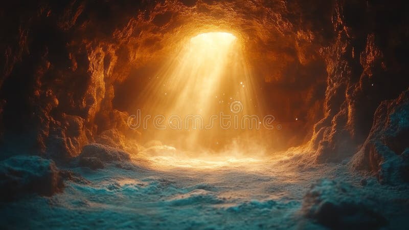 Cave Light Rays Hope Heaven Underground Spiritual Stock Illustration ...