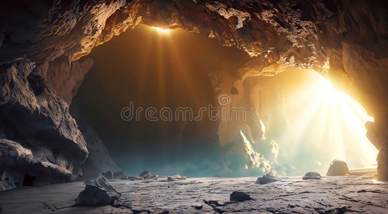 Cave with Light Shining from Outside. Stock Illustration - Illustration ...
