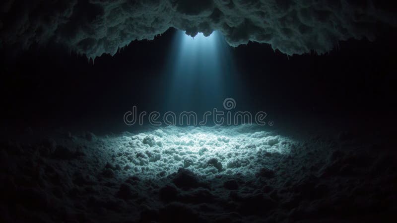 A Cave with a Light Source at the Top. Stock Photo - Image of effect ...