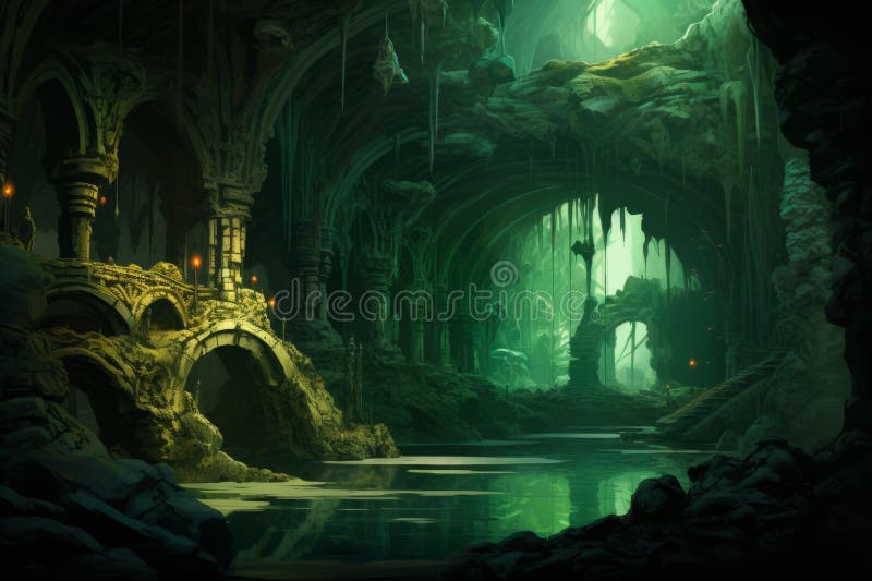 Cave Made of Jade Stone. Beautiful Illustration Picture Stock ...