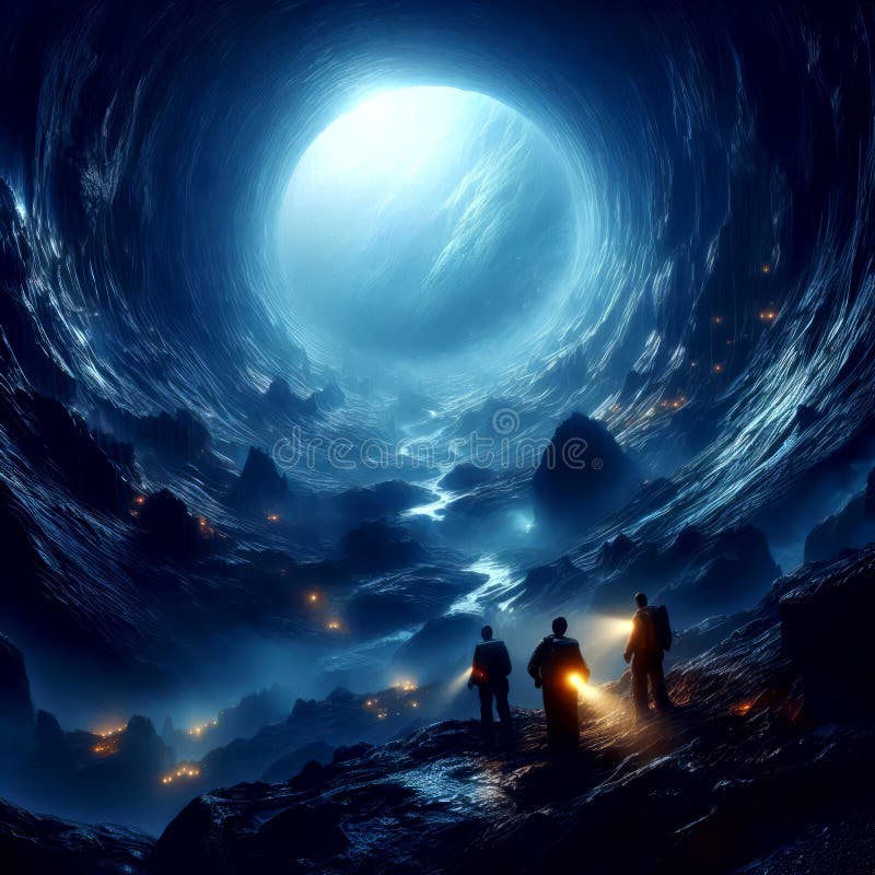 Dark Cave with Light and Fog Stock Illustration - Illustration of ...