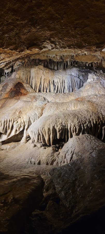 Terraced Calcite Flowstone (rimstone) Inside a Limestone Cave Stock ...