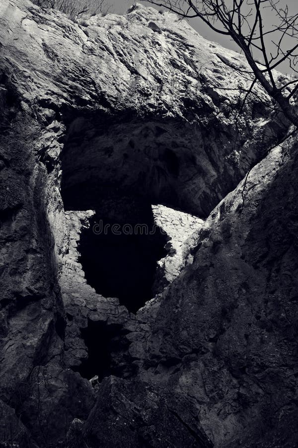 Cave in the Mountain in Spring Time Stock Image - Image of caving, park ...