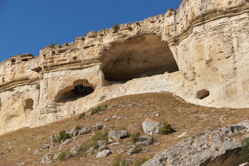 Cave in the Mountain White Rock in Crimea. Stock Image - Image of ...