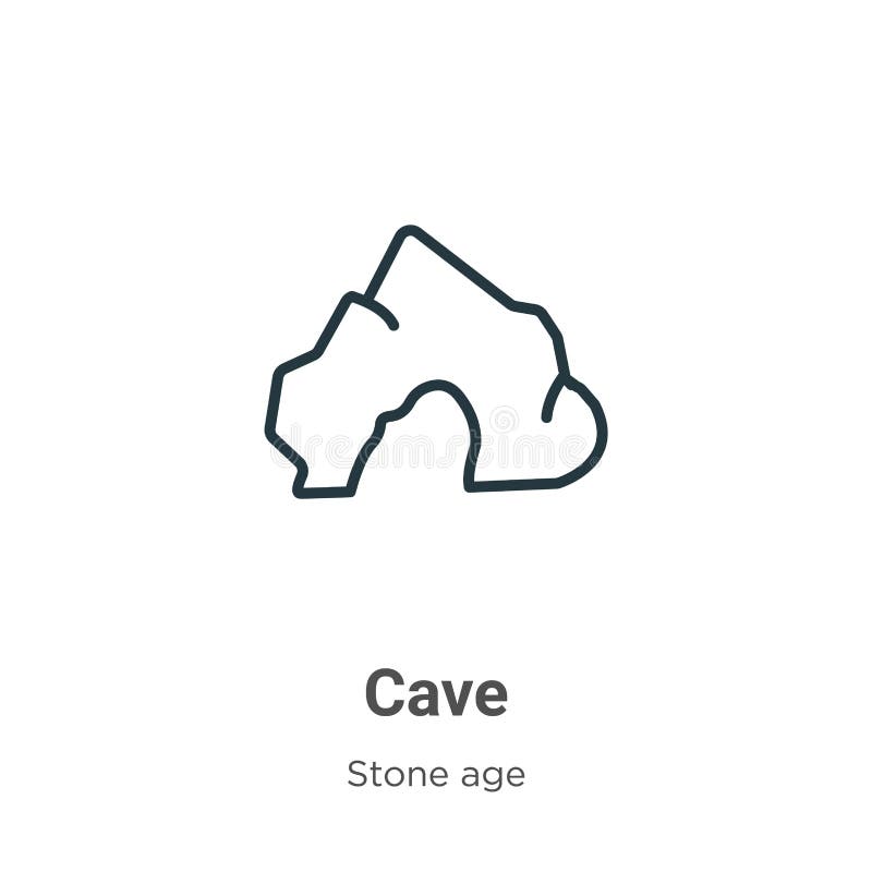 Cave Outline Vector Icon. Thin Line Black Cave Icon, Flat Vector Simple ...