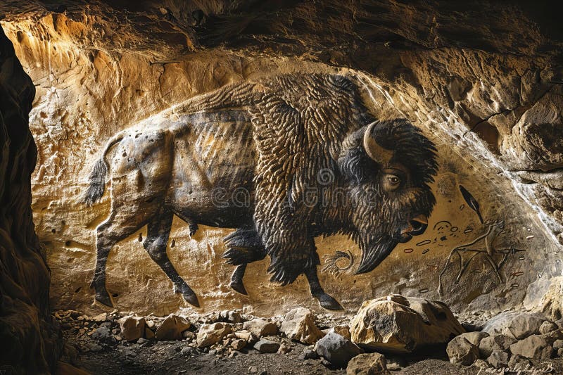 Cave Painting of an Animal on the Cave Wall , High Quality, High ...