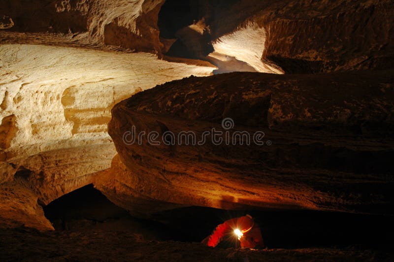 Cave explorer in action stock photo. Image of meander - 17536716