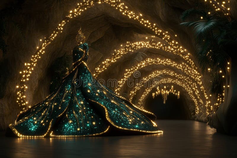 In a Cave, a Pathway is Formed by Glowing Embers that Magically Float ...