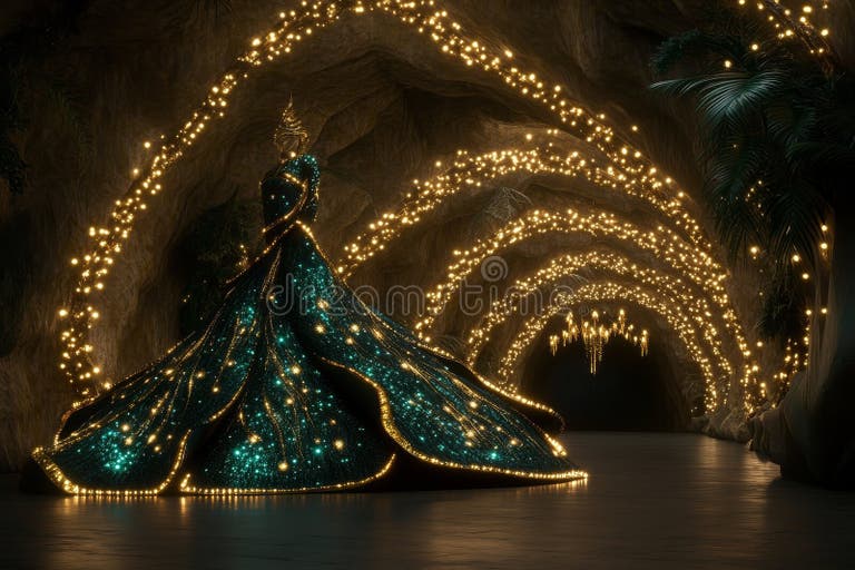 In a Cave, a Pathway is Formed by Glowing Embers that Magically Float ...