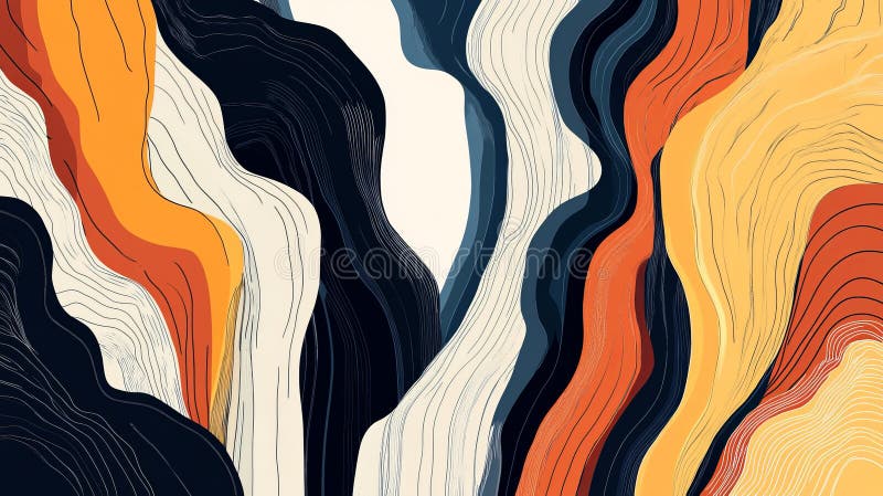 Cave Patterns with Stalactite Lines in Modern Flat Style Stock ...
