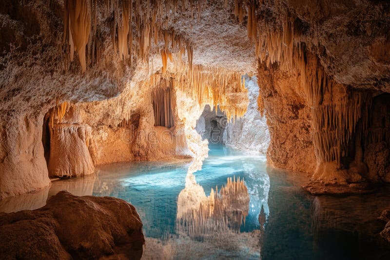 Cave with pool stock image. Image of escape, rocky, alone - 379443509