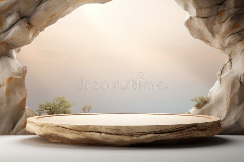Cave with a Rock Podium Platform in the Middle of it, Created by ...