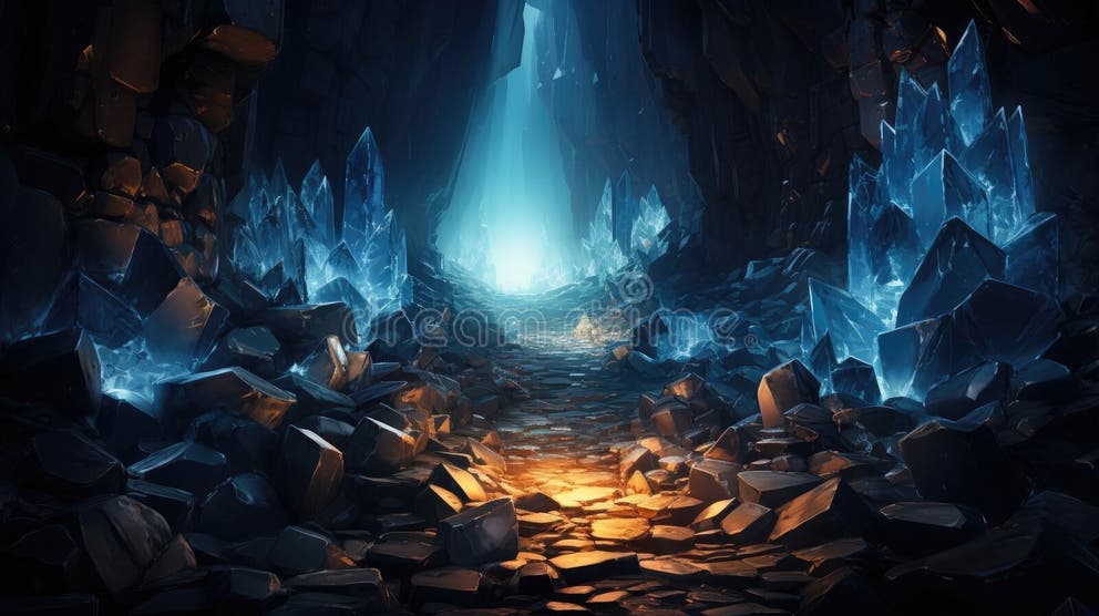A Cave with Rocks and Light Stock Illustration - Illustration of ...