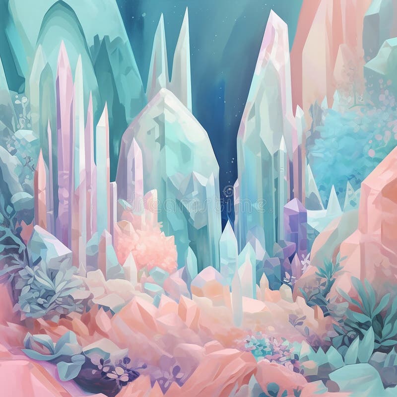 Cave Scenery Filled with Beautiful Crystals. Created Using Ai ...