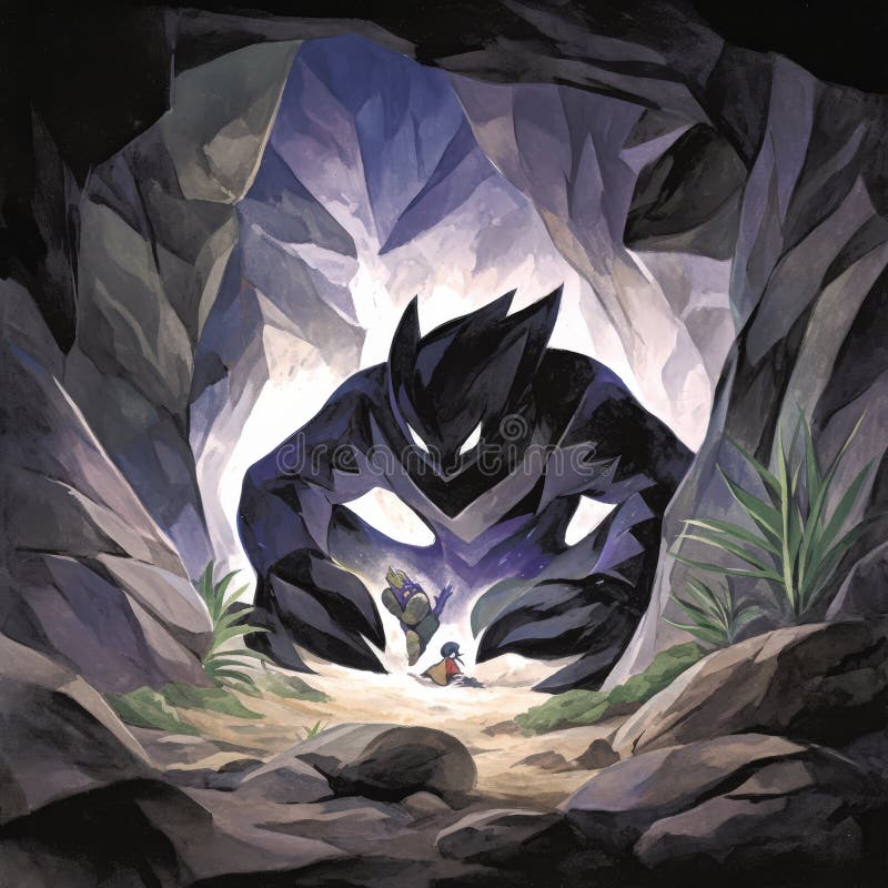 Cave Shadow Monster Encounter Stock Illustration - Illustration of ...