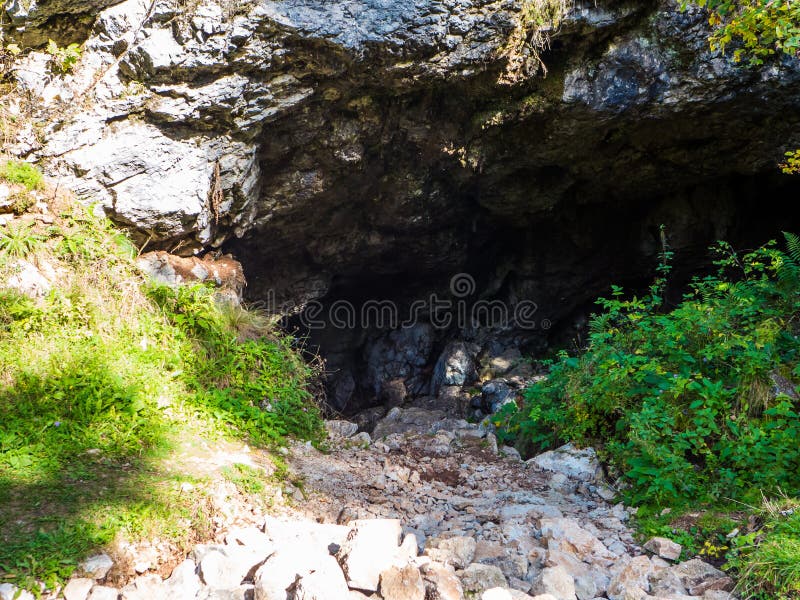 Cave stock image. Image of grass, natural, entry, scenic - 52423823