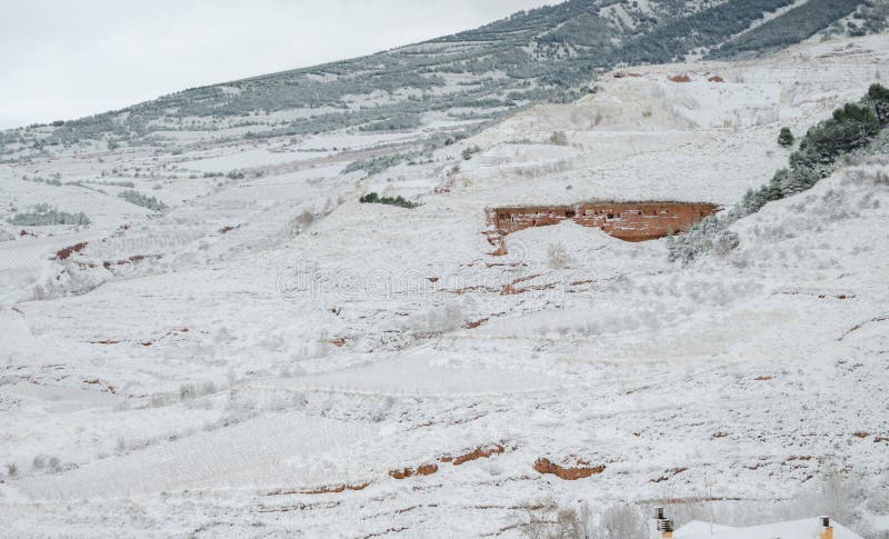 Cave with Snow in the Mountains Nalda La Rioja Spain Stock Photo ...